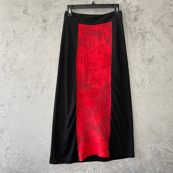Anthropologie | Skirts | Vintage Anthropologie Black Silk Panel Maxi ...